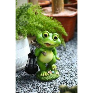 Accents | Frog Garden Decoration With Solar Lantern Resin Solar Frog ...